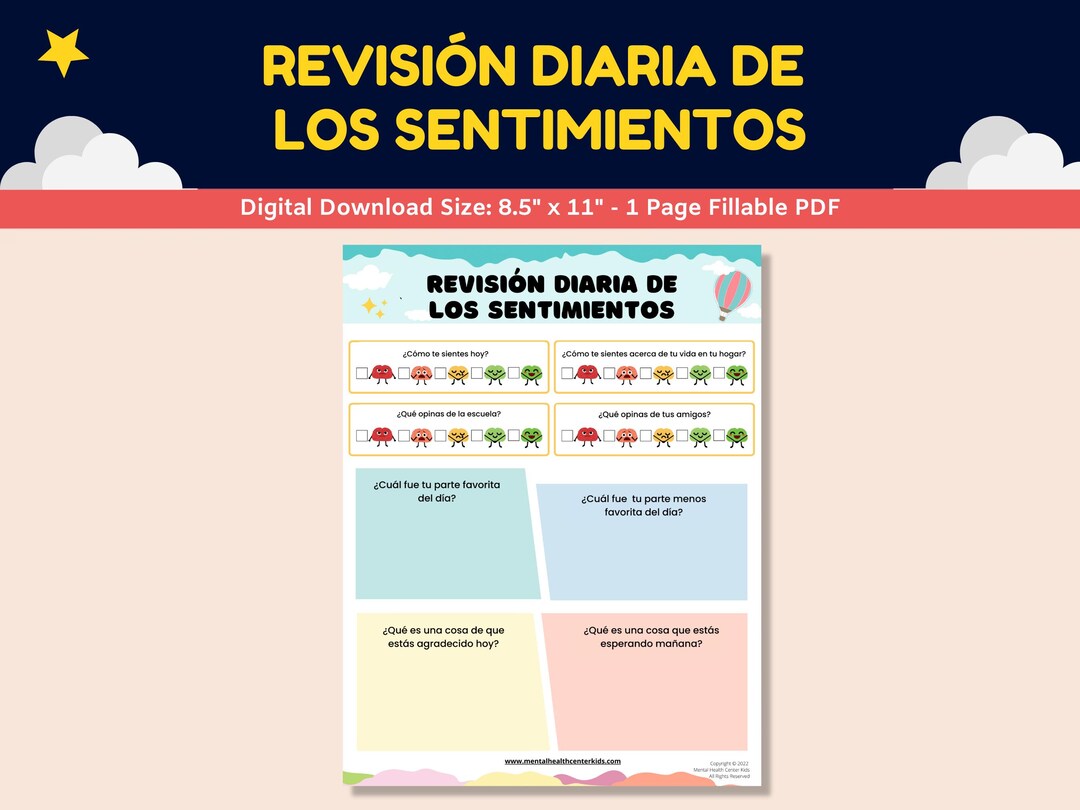 Spanish Feelings/emotions Worksheet for Kids-teens - Revisión Diaria De ...