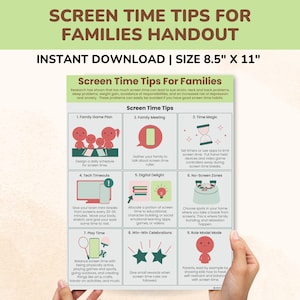 Screen Time Tips for Parents and Families Child Therapy PDF Handout ...