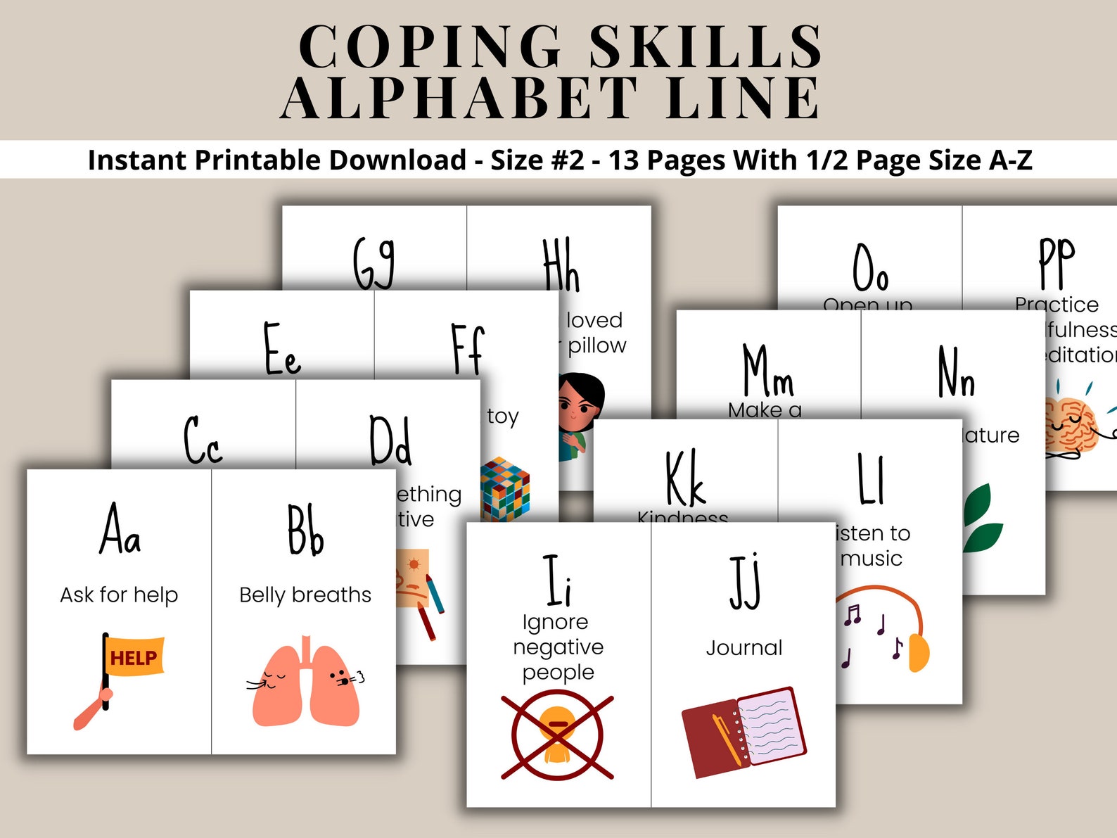 Coping Skills Alphabet Line Printable Posters for Classroom - Etsy