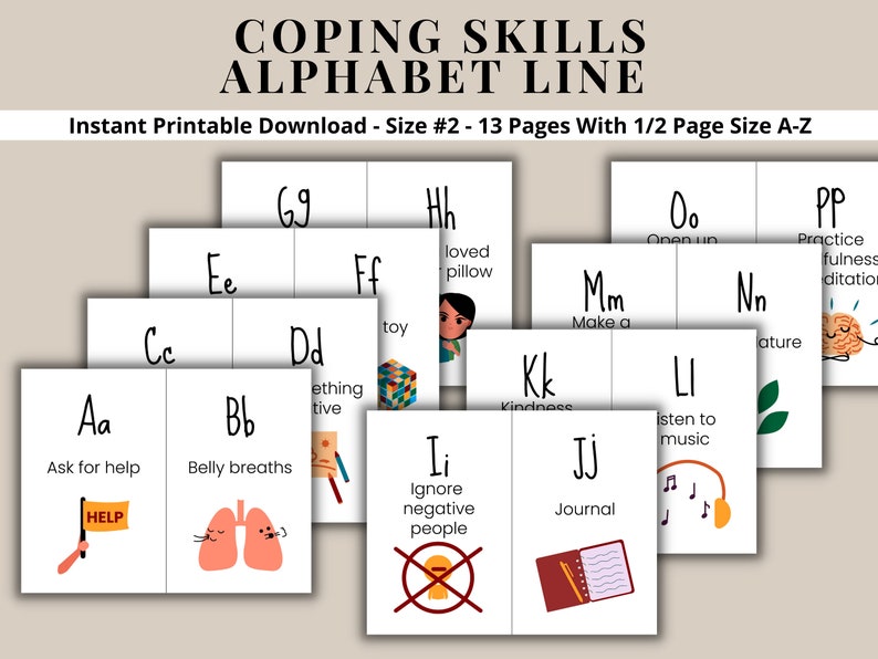 Coping Skills Alphabet Line Printable Posters for Classroom - Etsy