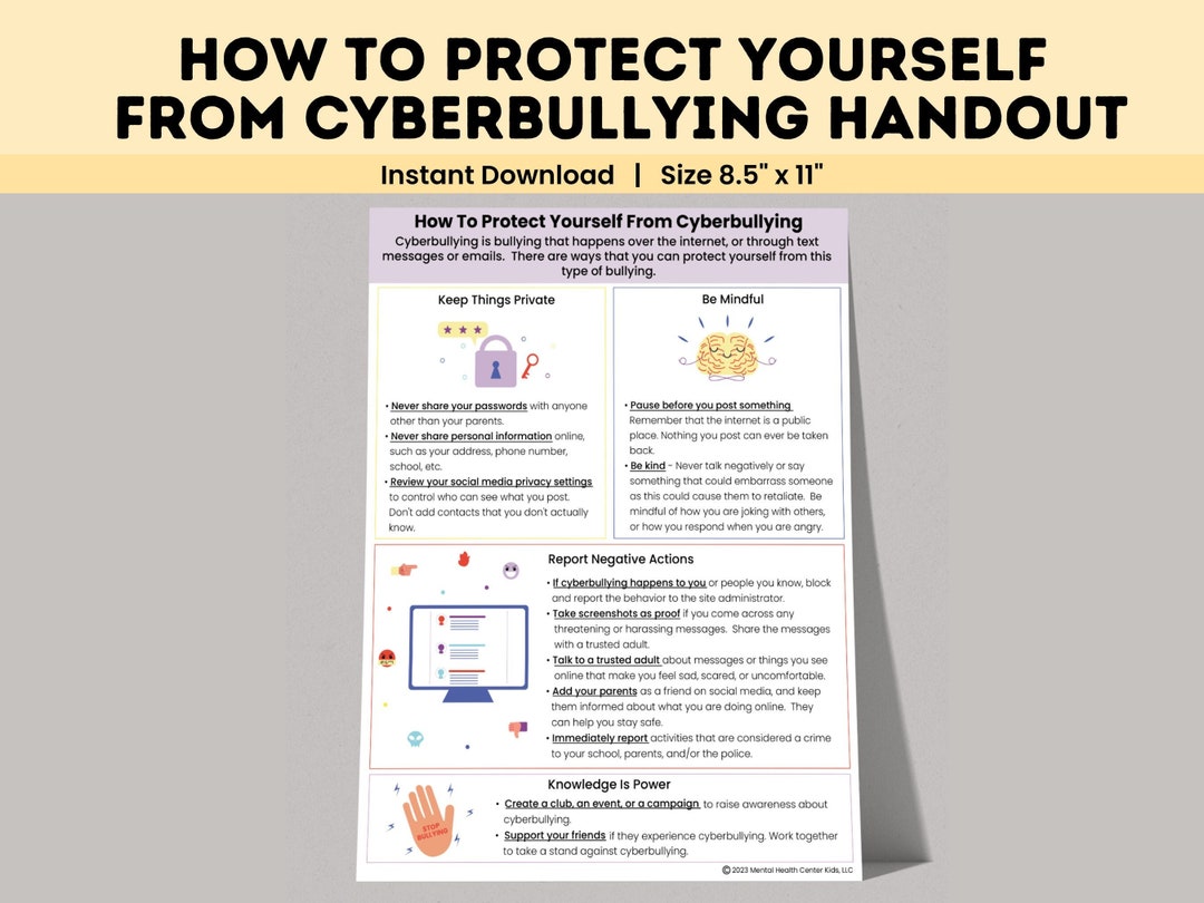 Cyberbullying Coping Strategies Poster-social Skills for Kids - Etsy