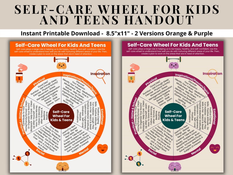 Self Care Wheel for Kids Teens Printable Poster Trauma - Etsy Hong Kong