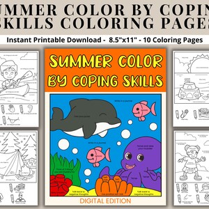 Summer Coloring Pages for Kids-color by Coping Skills Coloring - Etsy