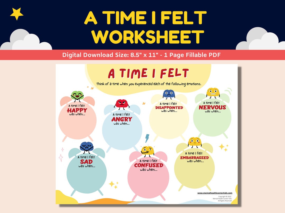 Feelings/emotions Printable Worksheet for Kids-a Time I Felt-child ...