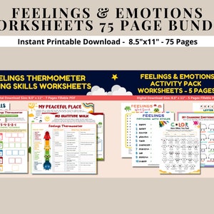 Feelings & Emotions Worksheets Chart 75 Pg Printable - Etsy