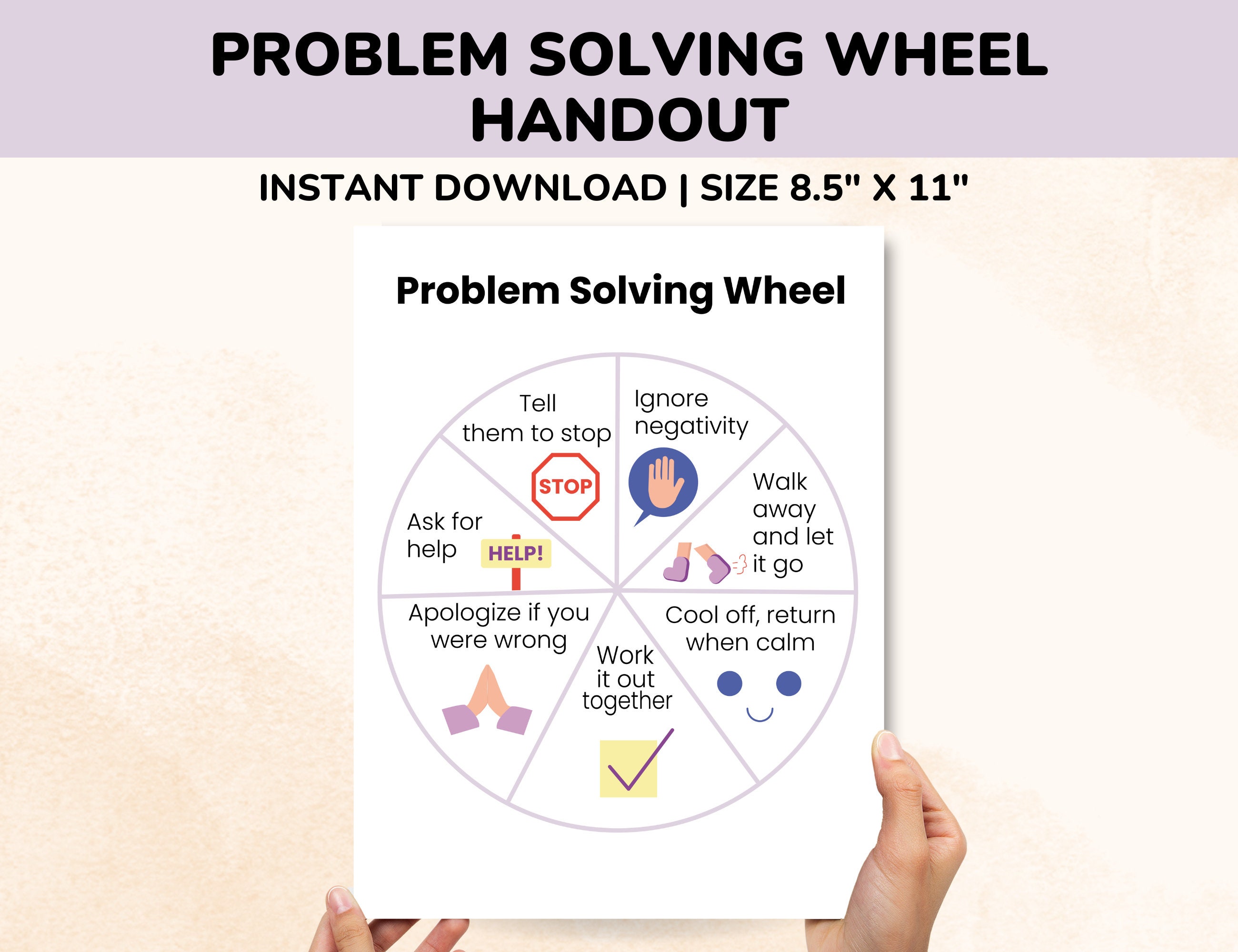 Conflict Resolution Poster & Problem Solving Wheel Kids Teens-social ...