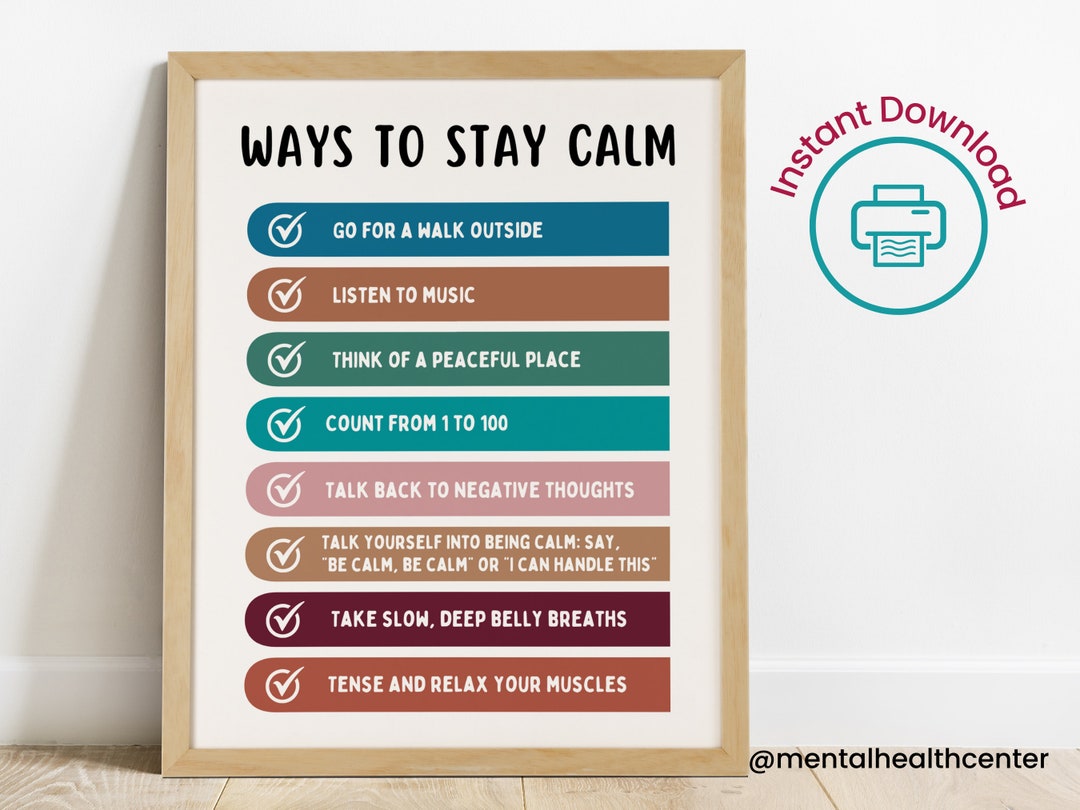 Coping Skills Poster Kids Teens Adults-calm Down Corner-ways to Stay ...