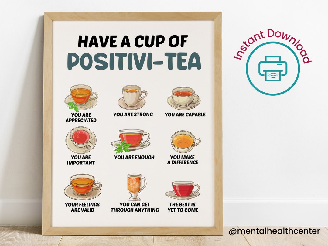 Positivi-tea Positivity Printable Poster-therapist Gift-self ...