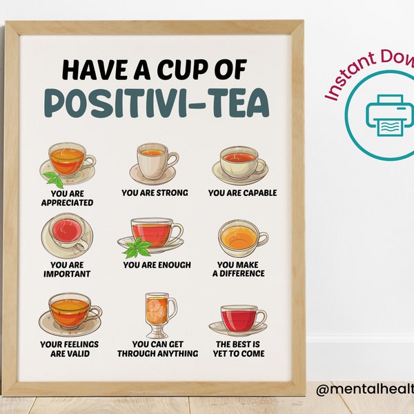 Positive Tea Poster - Etsy