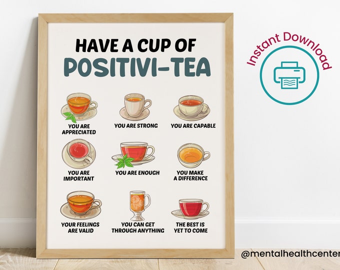Positivi-tea Positivity Self Affirmation Digital Print Self Empowerment ...
