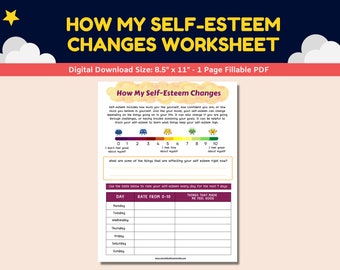 Self-esteem Worksheet for Kids Teens-how My Self Esteem Changes-mental ...