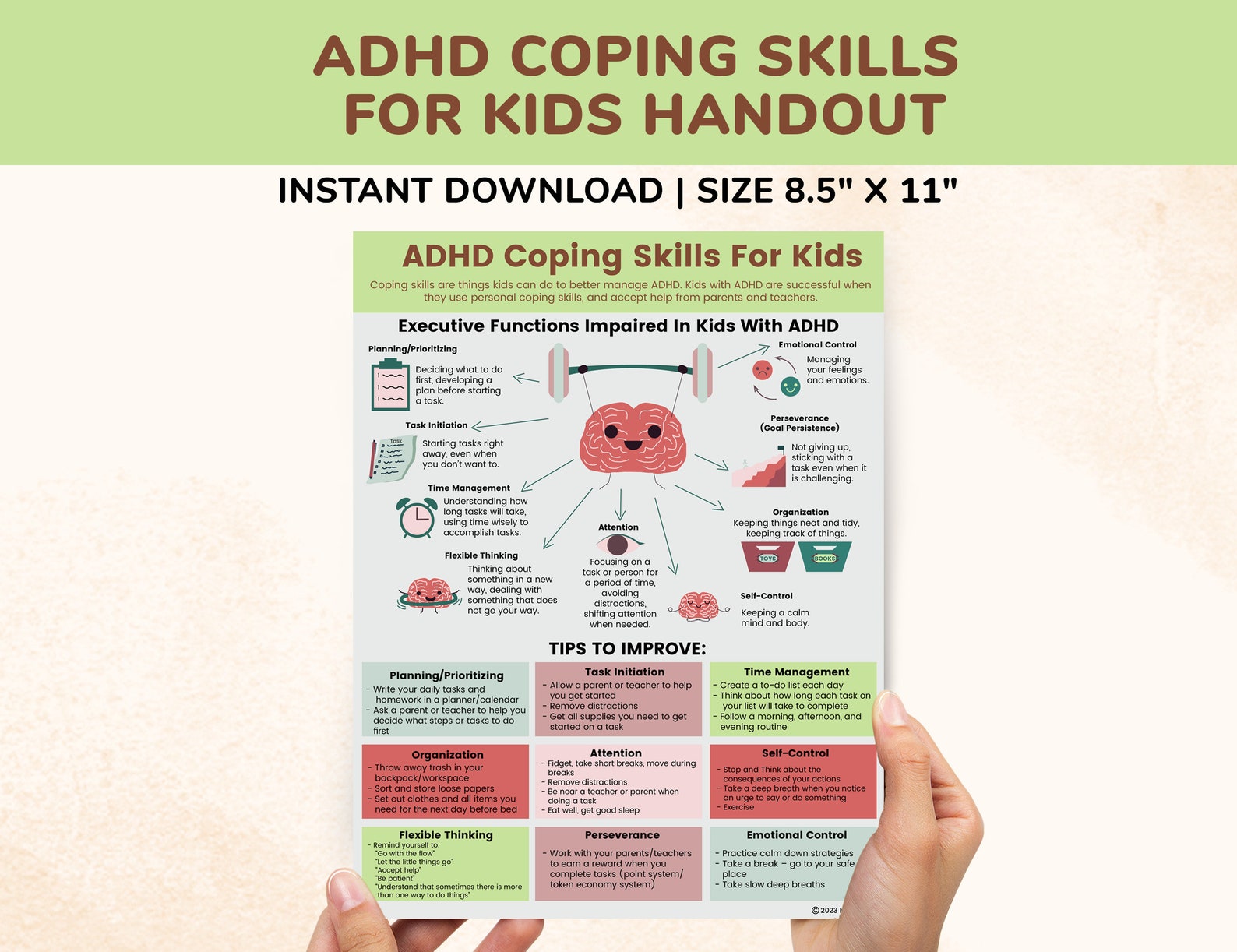 ADHD Printable Handouts 5-page Mini-bundle Kids-teens-child Therapy ...