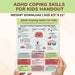 ADHD Printable Handouts 5-page Mini-bundle Kids-teens-child Therapy ...