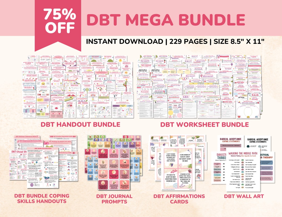 DBT Mega Bundle-229 Pages-dbt Coping Skills Worksheets-handouts-posters ...