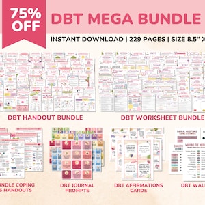 DBT Mega Bundle-229 Pages-dbt Coping Skills Worksheets-handouts-posters-therapist Gift-kids ...