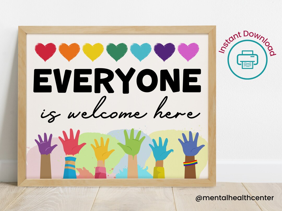Everyone is Welcome Here Digital Poster-lgbtq Pride-black Lives Matter ...