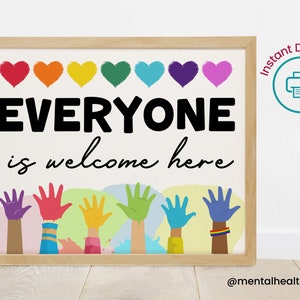 Everyone is Welcome Here Digital Poster-lgbtq Pride-black Lives Matter ...