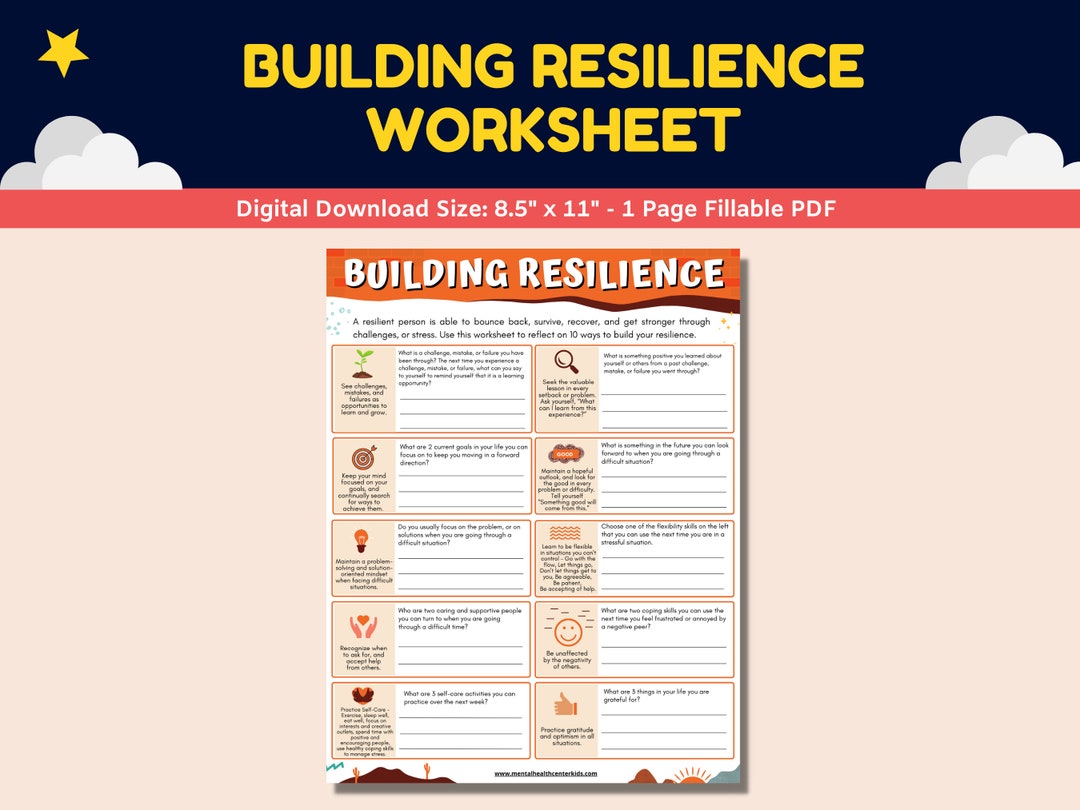Resilience Worksheet Trauma Coping Skills-stress Management-ptsd ...