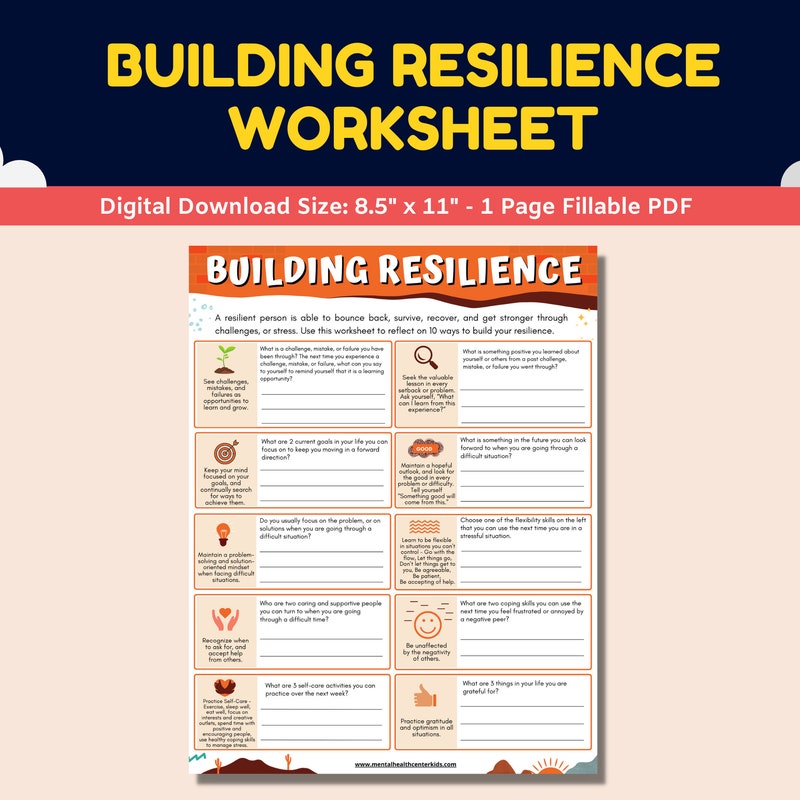 Resilience Worksheet - Etsy
