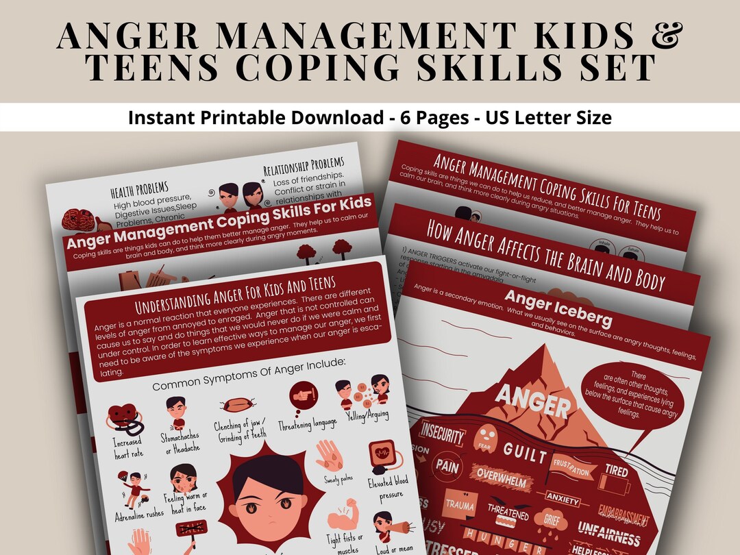 Anger Management Coping Skills Printable Poster Bundle for - Etsy