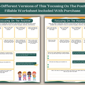 Therapy Counseling Worksheet for Kids Teens-focusing on the Positive ...