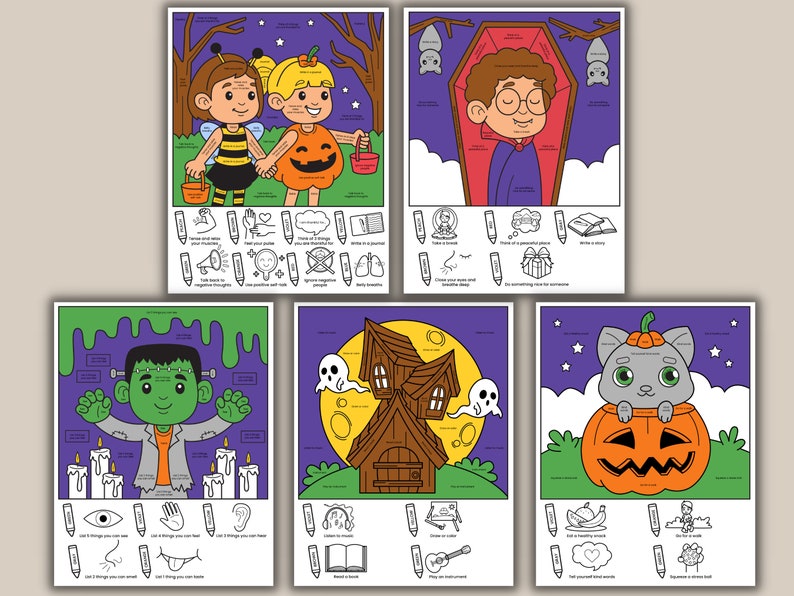 Halloween Color by Coping Skills Coloring Pages Book Printable - Etsy