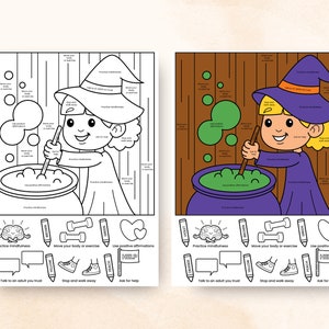 Halloween Color by Coping Skills Coloring Pages Book Printable for Kids ...