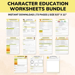 Character Education Worksheets Bundle for Kids-teens-students-73 Pages ...