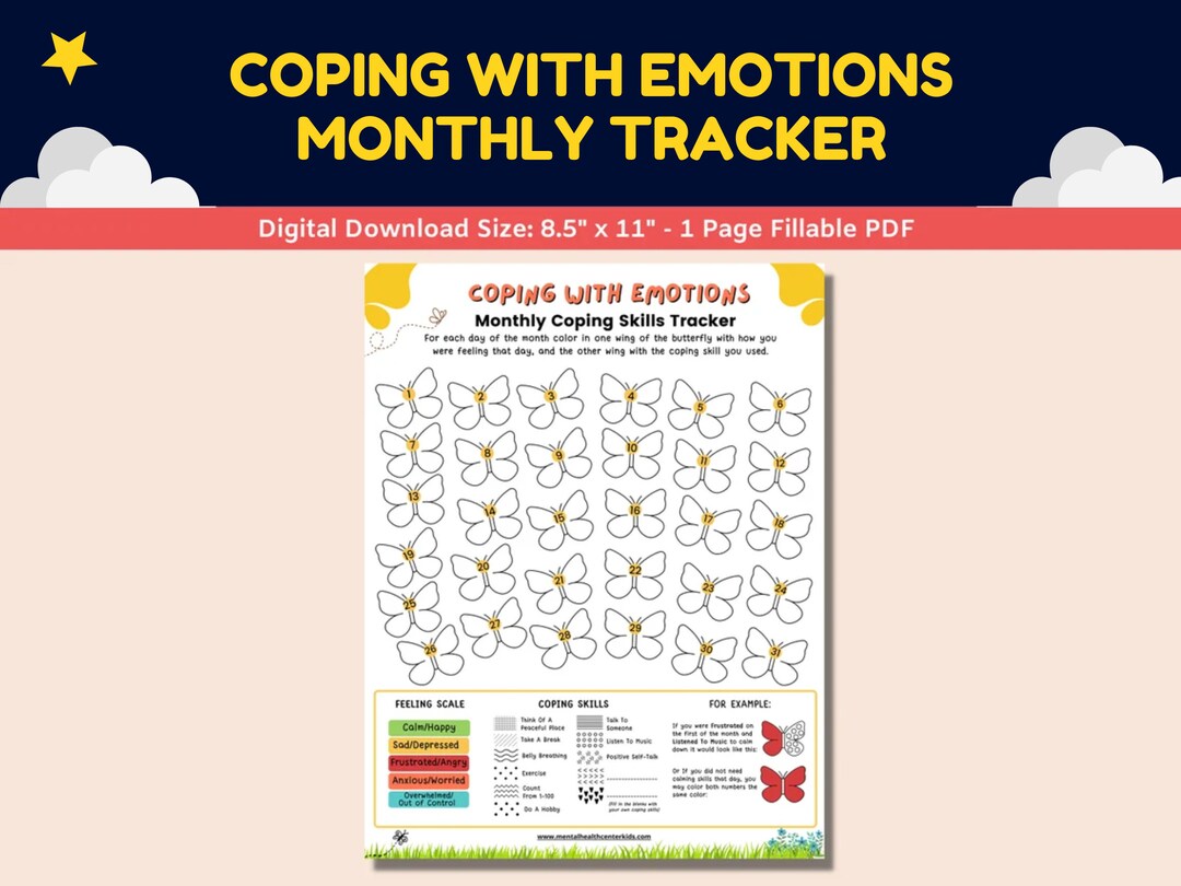 Coping With Emotions-printable Monthly Feelings & Coping Skills Tracker ...