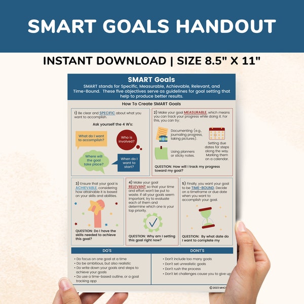 Counseling Goal Setting Worksheets - Etsy