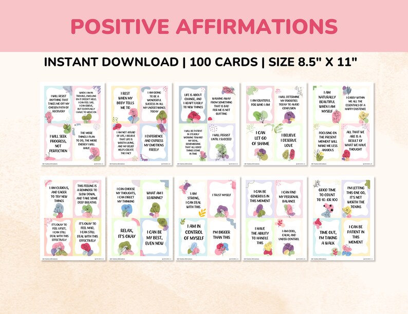 DBT Affirmation Cards-168 Positive Affirmations for Self-esteem ...