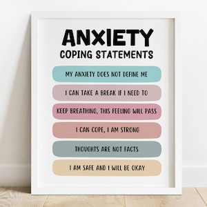 Anxiety Coping Statements Poster-anxiety Coping Skills Poster-therapy ...