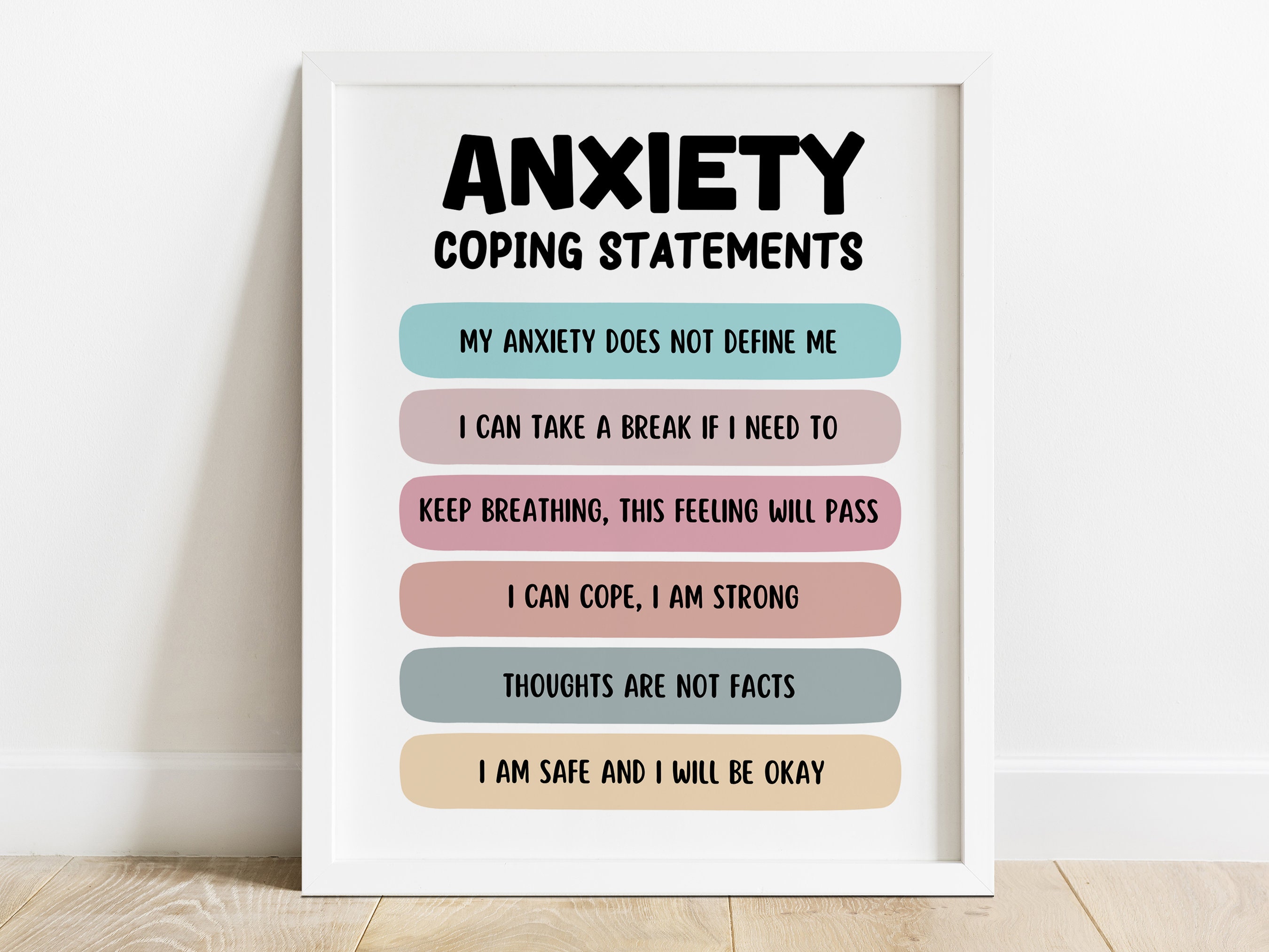 Anxiety Coping Statements Poster-anxiety Coping Skills Poster-therapy ...