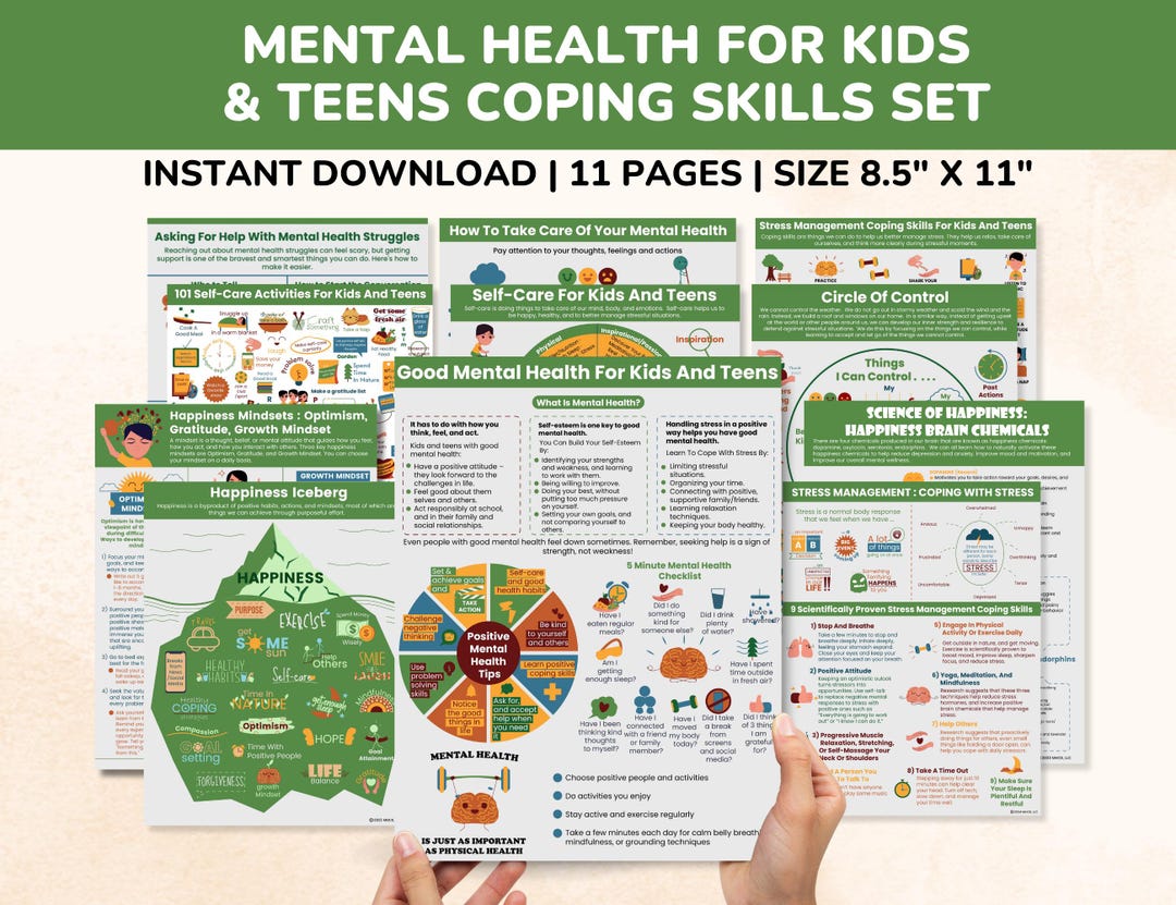Mental Health Coping Skills Printable Therapy Handouts for Kids & Teens ...