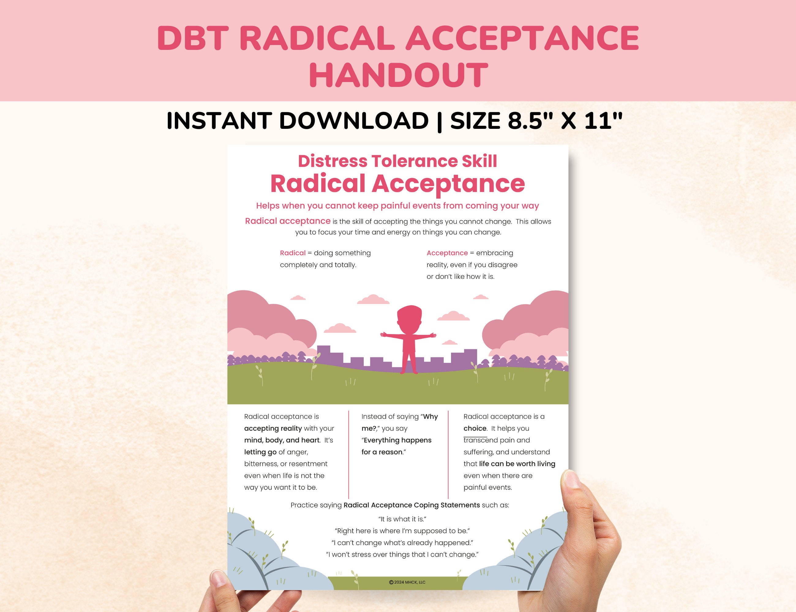 DBT Radical Acceptance Handout-distress Tolerance Skills PDF - Etsy