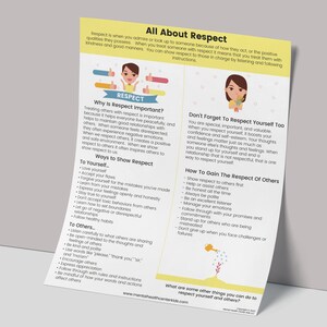 Respect Printable Poster PDF Character Education for Kids Teens, Coping ...