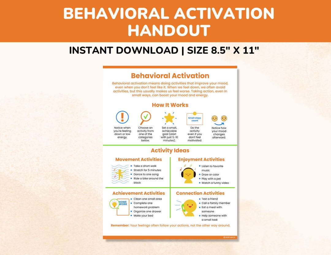 Behavioral Activation Therapy Handout-coping Skills for Kids Teens ...