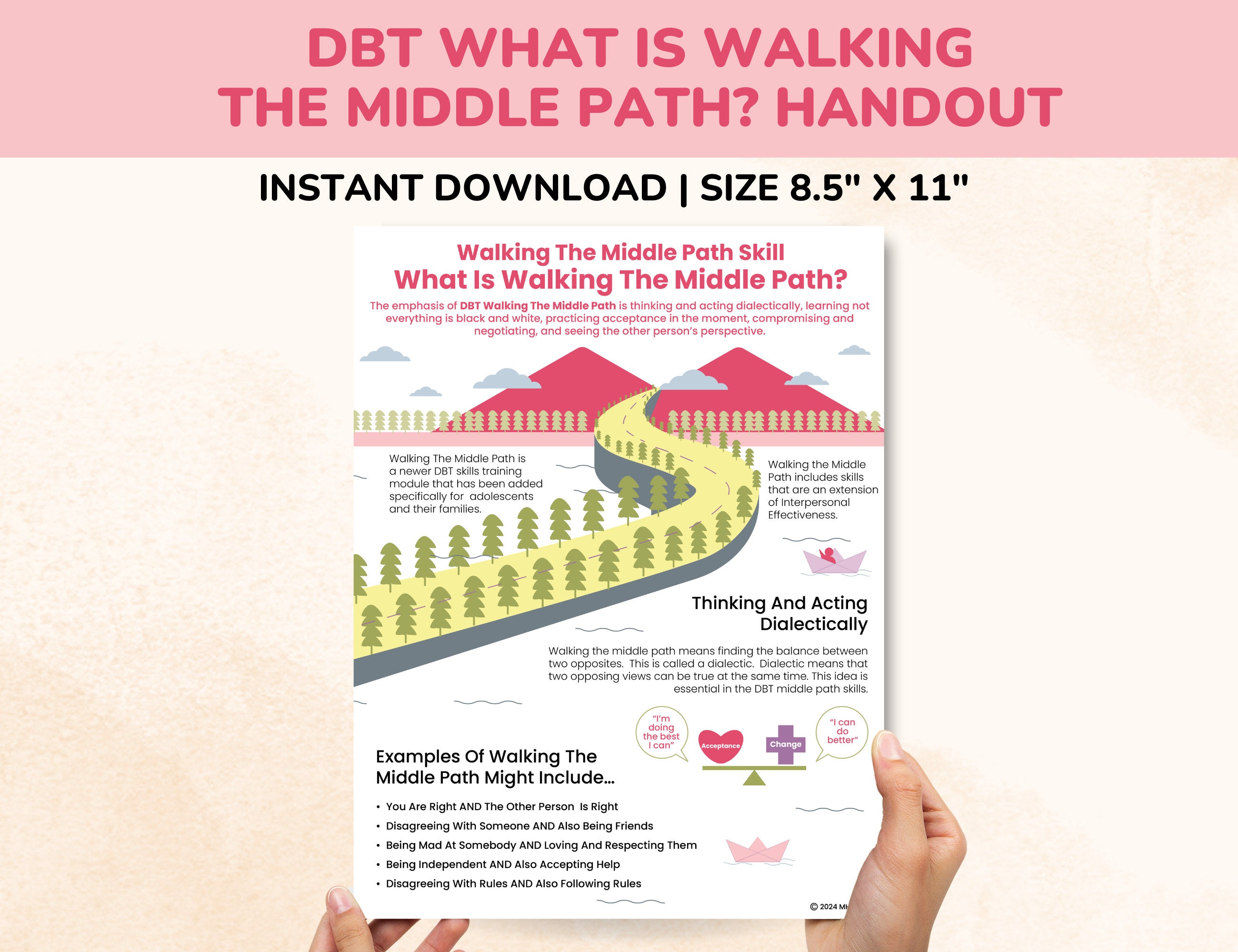 What is Walking the Middle Path Handout DBT Middle Path Skills PDF - Etsy