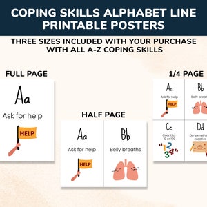 Coping Skills Alphabet Line Printable Posters for Classroom, Children's ...