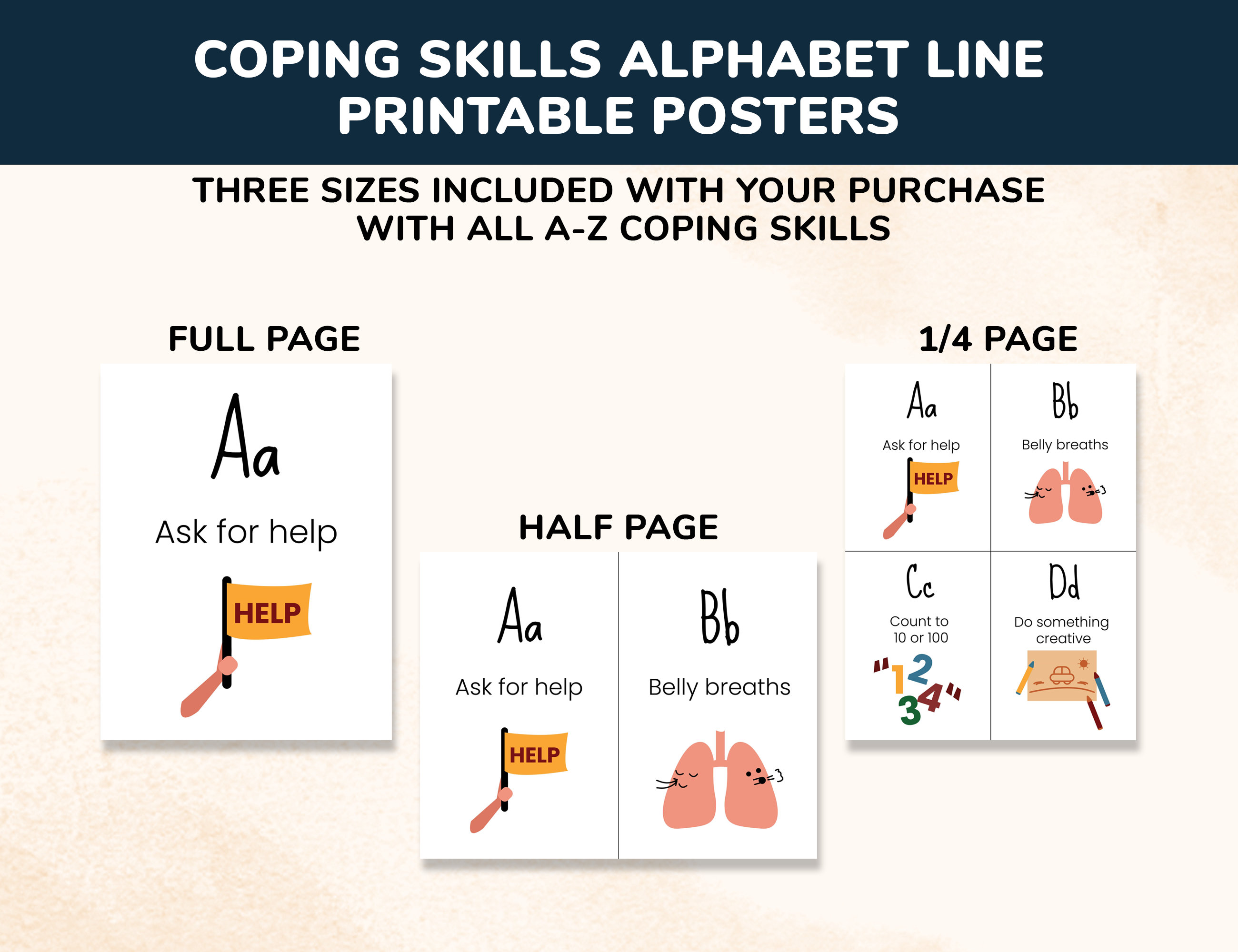 Coping Skills Alphabet Line Printable Posters for Classroom, Children's ...
