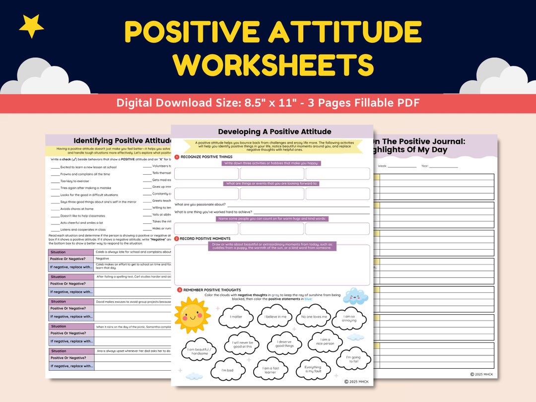 Positive Attitude Social Skills Worksheets for Kids-teens-students ...