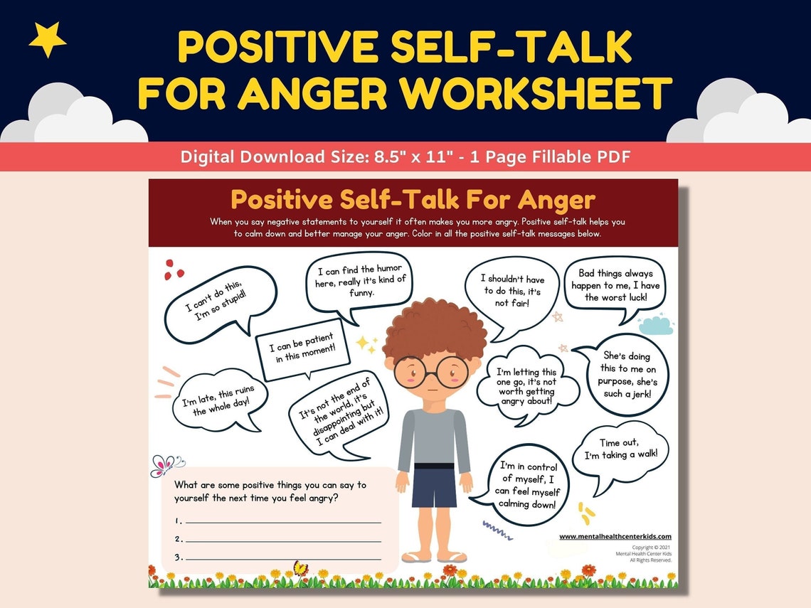 Positive Self-talk for Anger Management Printable Coping - Etsy