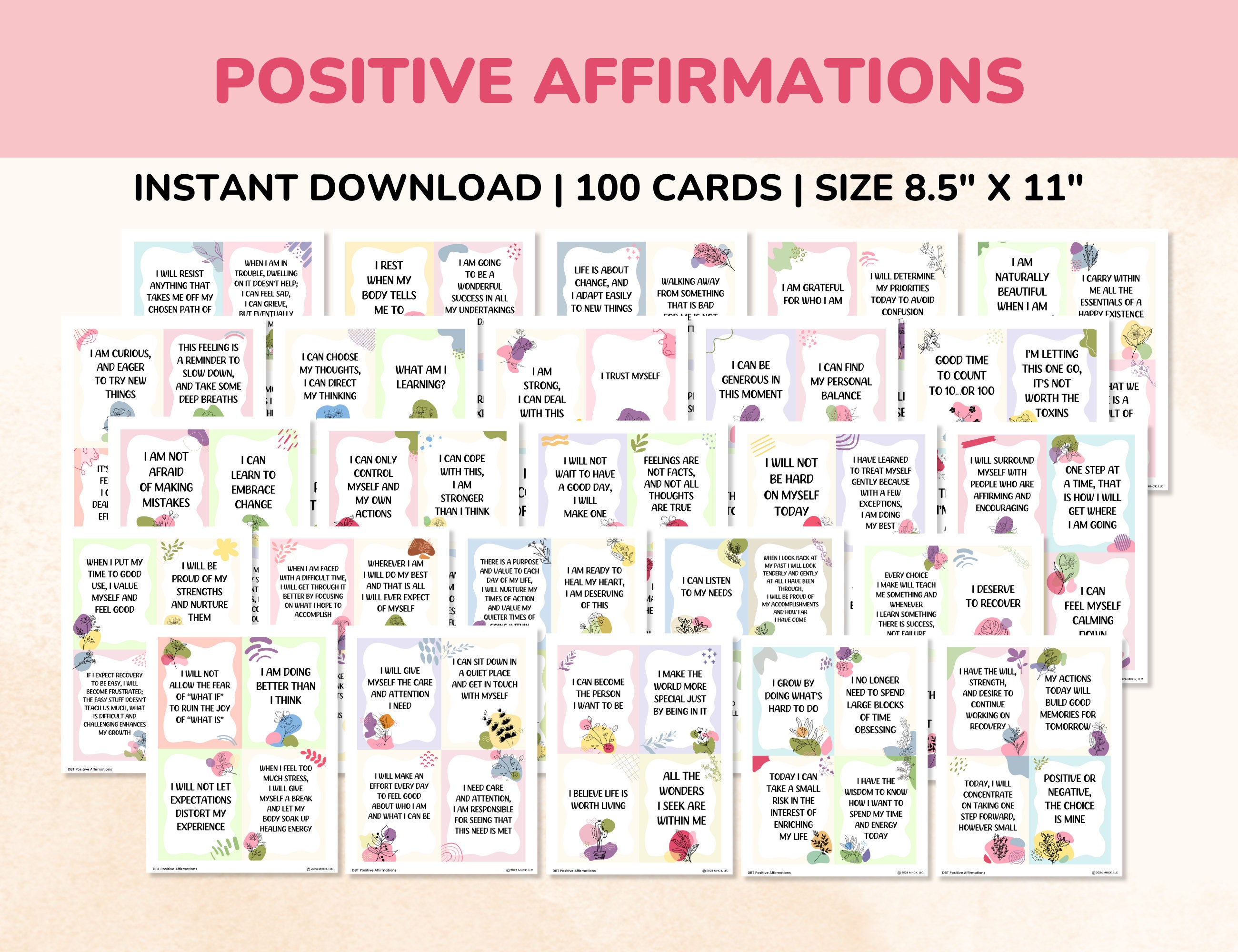 DBT Affirmation Cards-168 Positive Affirmations for Self-esteem ...