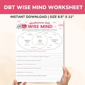 Wise Mind DBT Worksheets 5-pages-mindfulness Skills Pdf-kids-teens-adults-dialectical Behavior ...