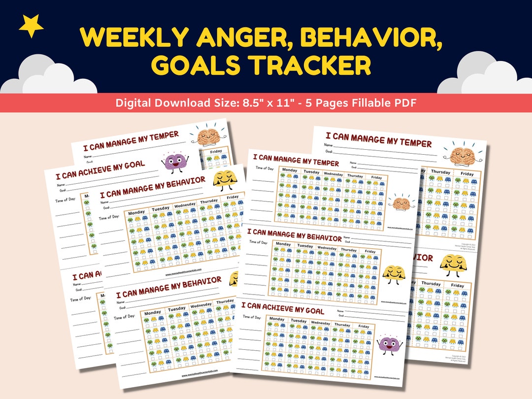 Weekly Classroom Anger-behavior Management-goals Tracker Emotions ...