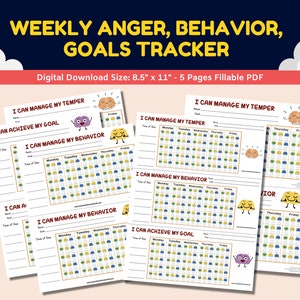 Weekly Classroom Anger-behavior Management-goals Tracker Emotions ...