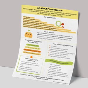 Perseverance Character Trait Kids Teens-school Counseling Posters-child ...