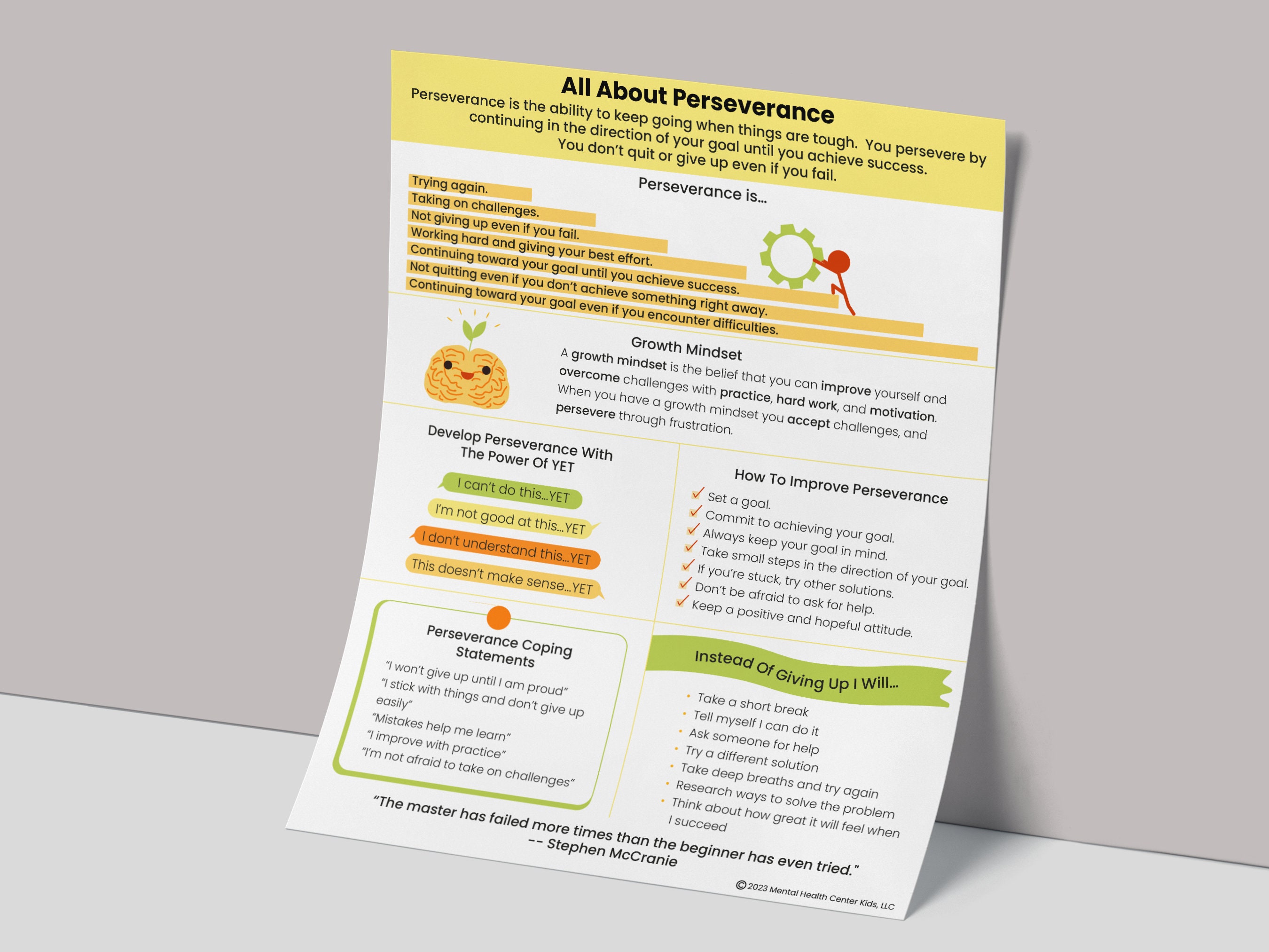Perseverance Character Trait Kids Teens-school Counseling Posters-child ...