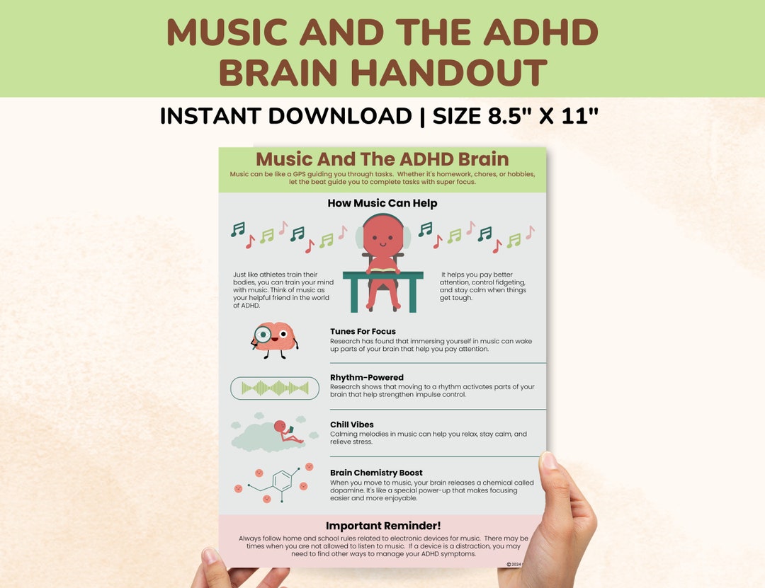 ADHD and Music Printable Handout Kids-teens-adults-executive ...