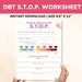 DBT STOP Skill Worksheet 2-pages-distress Tolerance Skills Fillable Pdf ...